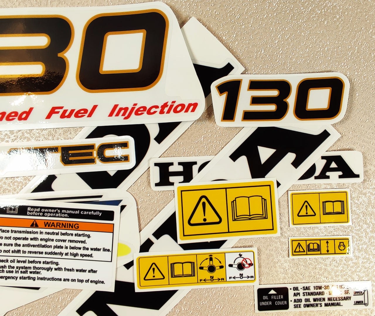 Vinyl Decals Set Handmade for Honda V TEC 130 Four Stroke Outboard ...
