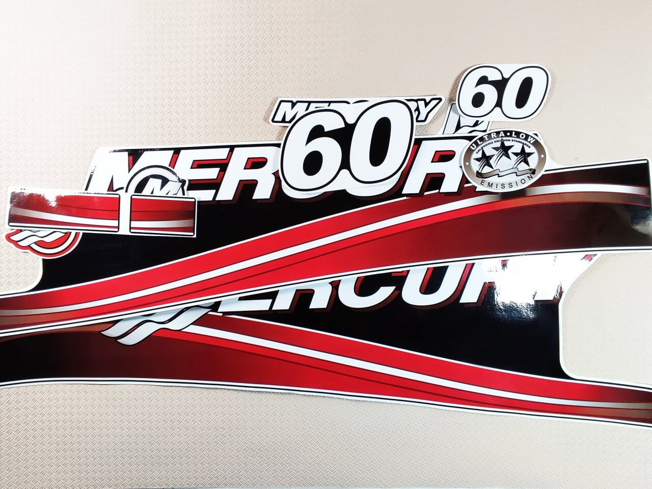 Decal Set for MERCURY Two Stroke 60 Hp Outboard. Vinyl Kit Sticker for ...