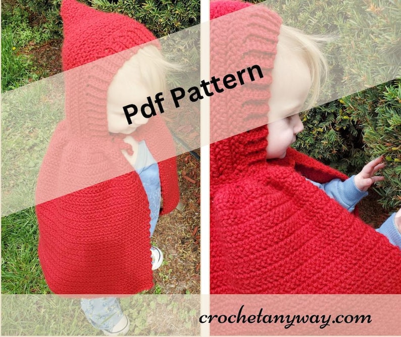 Rosa Pixie Cape: Crochet Pattern for a Red Riding Hood Cape/cloak Instant Download Pattern Only ...