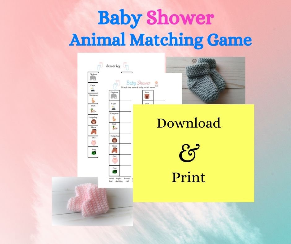 Baby Shower Game, Animal Matching Game. Match the Baby Animal to Its ...