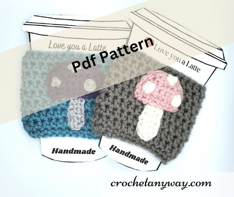 Cottagecore Mushroom Coffee Cup Cozy Crochet Pattern - Etsy