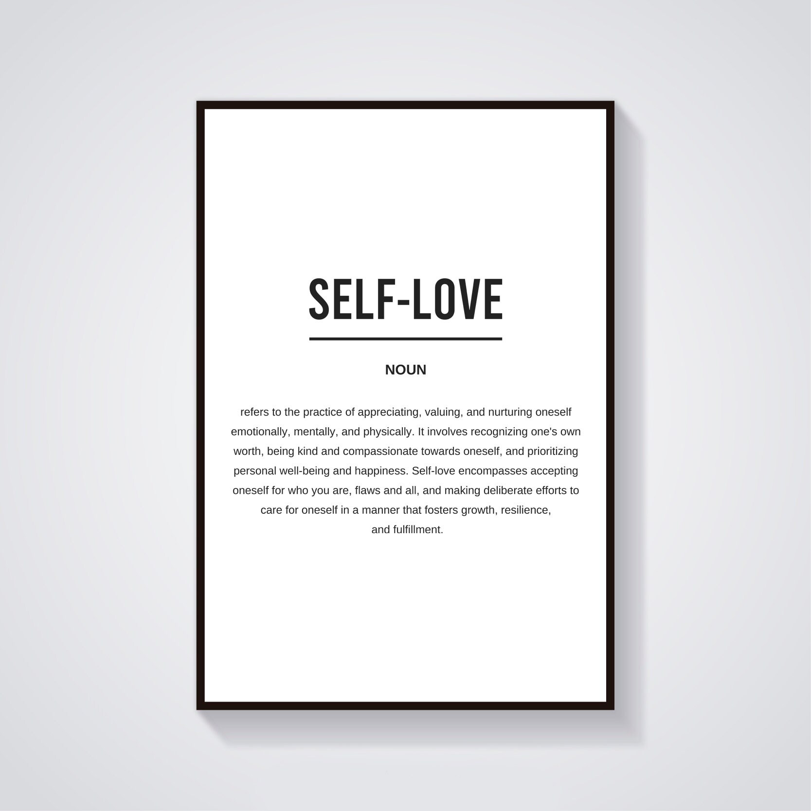 Self Love Definition Print Digital Download | Self Love Wall Art | Zoom ...