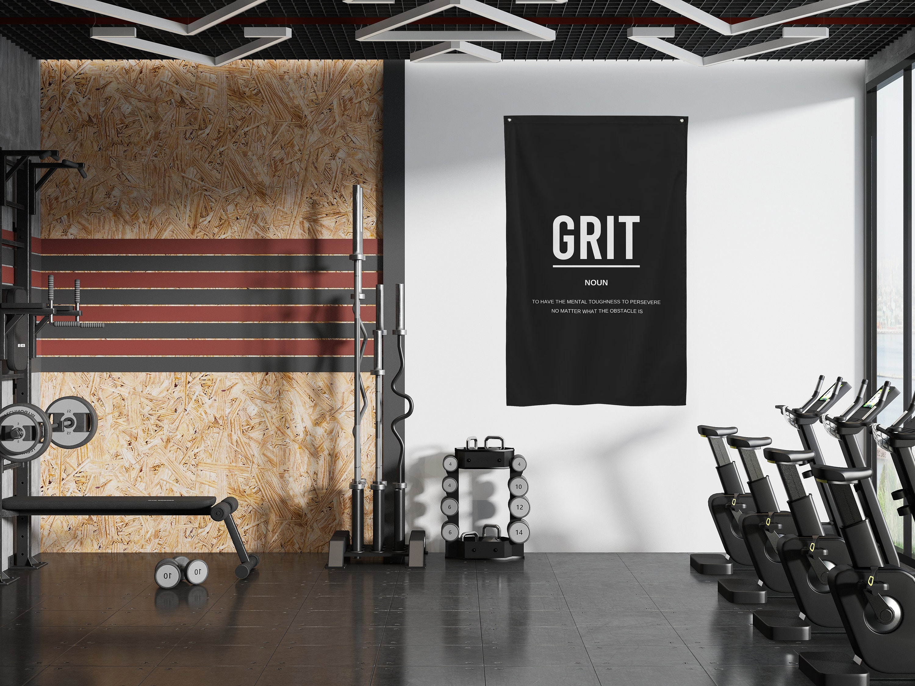 Grit Definition Gym Wall Art Banner Flag, Gym Sign, Gym Banner, Gym ...