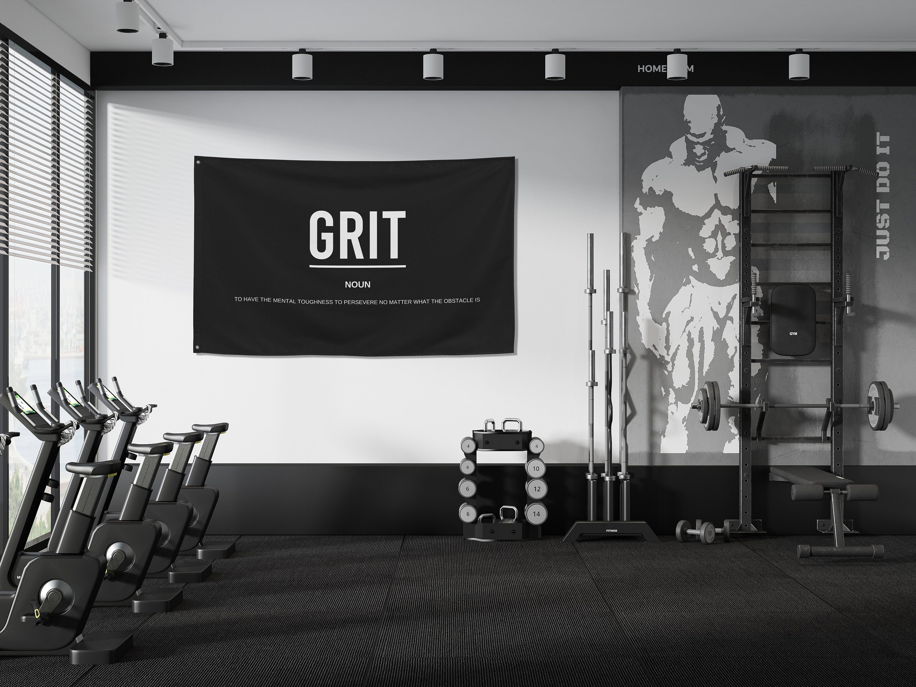 Grit Definition Gym Wall Art Banner Flag, Gym Sign, Gym Banner, Gym ...