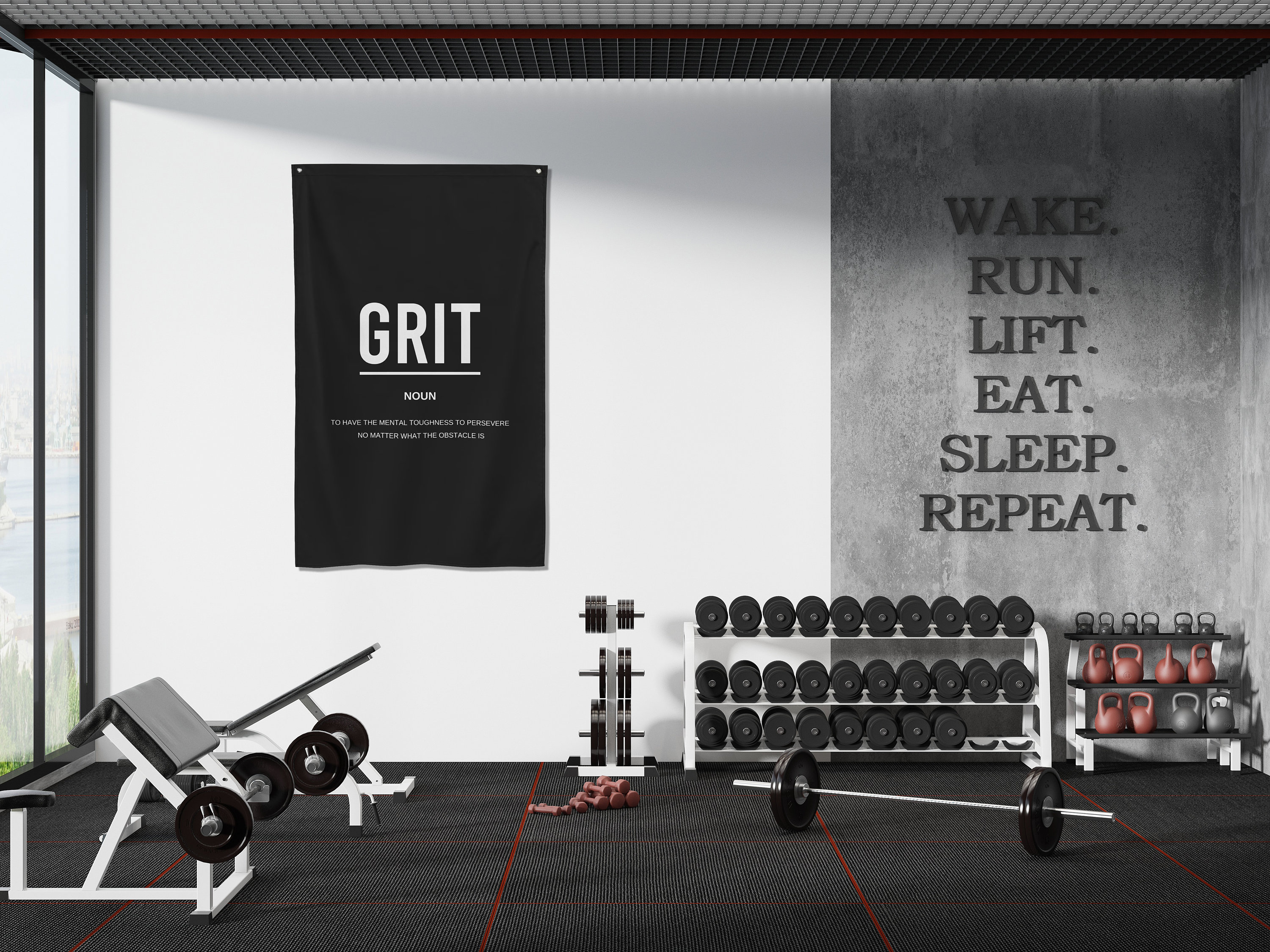 Grit Definition Gym Wall Art Banner Flag, Gym Sign, Gym Banner, Gym ...