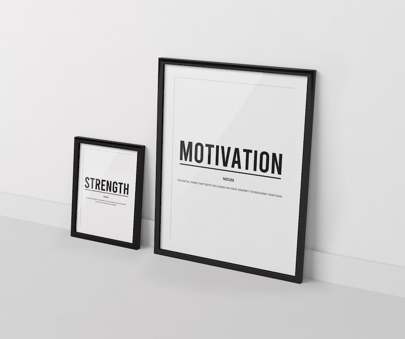 Motivational Definition Posters 3 Piece Wall Art Set for Home Gym Wall ...