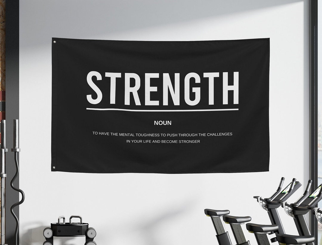 Strength Definition Home Gym Wall Art Fabric Banner, Gym Decor, Gym ...