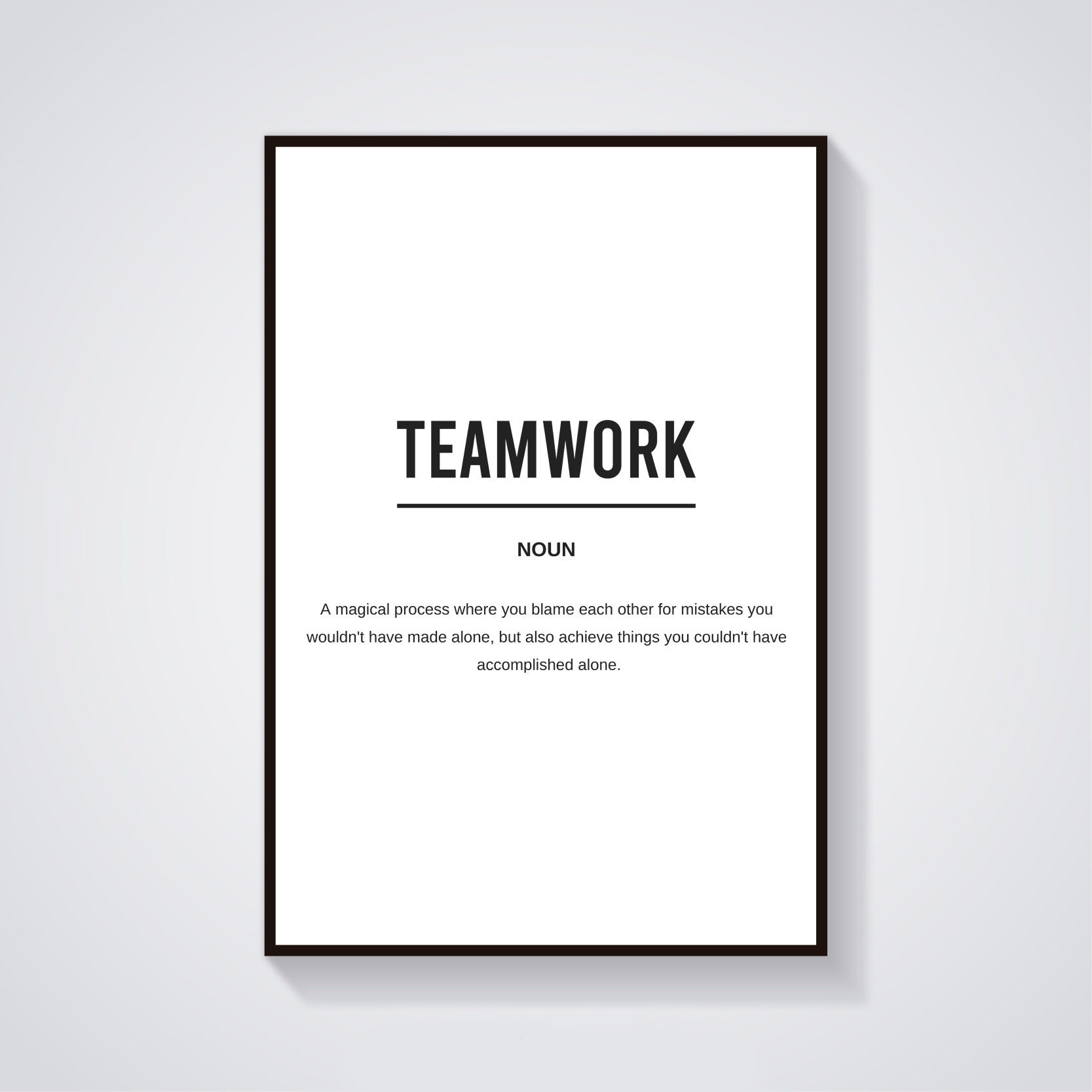 Teamwork Definition Dictionary Print Funny Office Decor Office Wall Art ...
