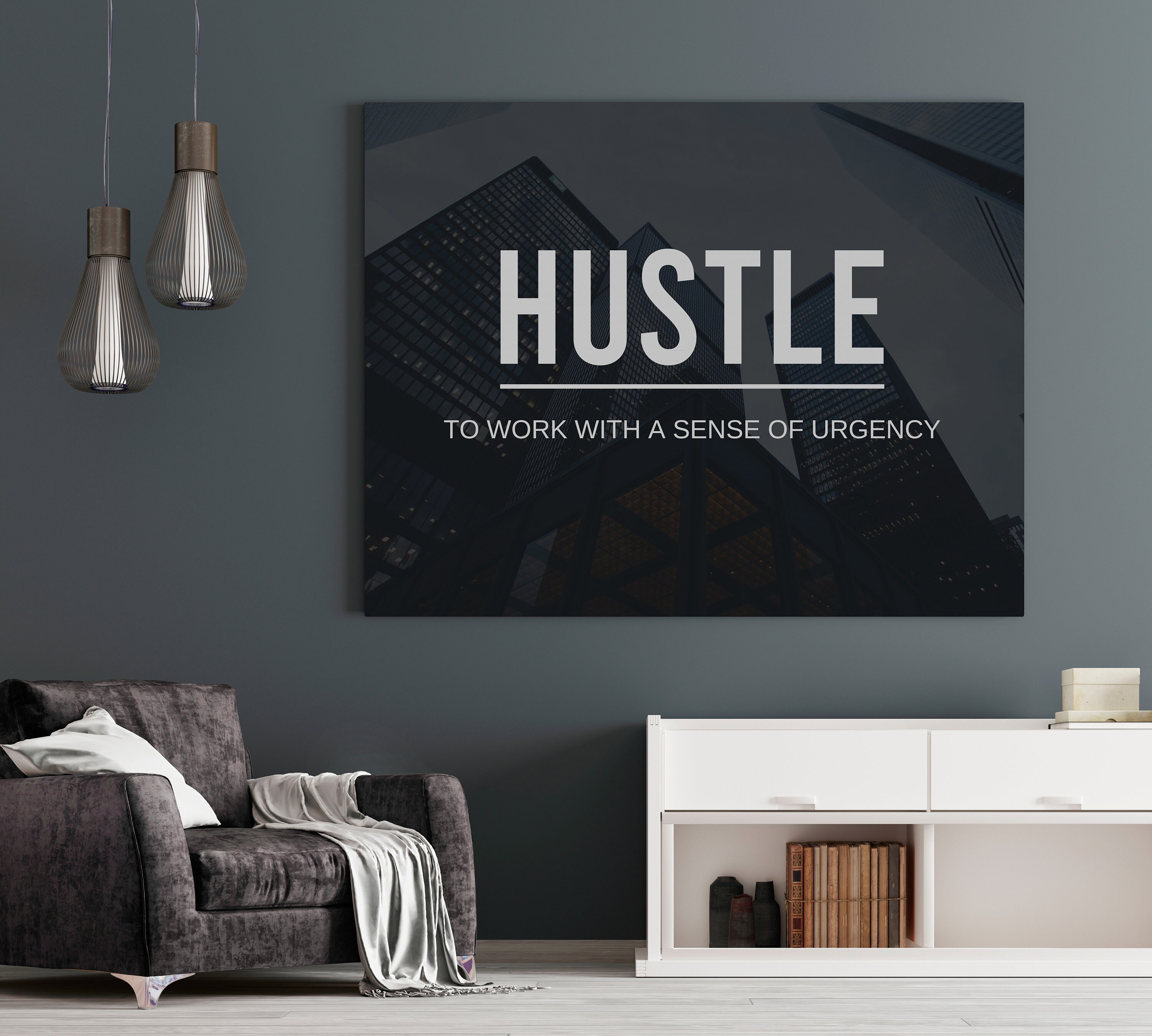 Hustle Sign Motivational Wall Art Canvas Hustle Poster Office - Etsy