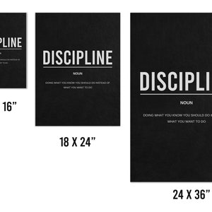 Discipline Motivational Quote Canvas Wall Art for Office Home Decor ...