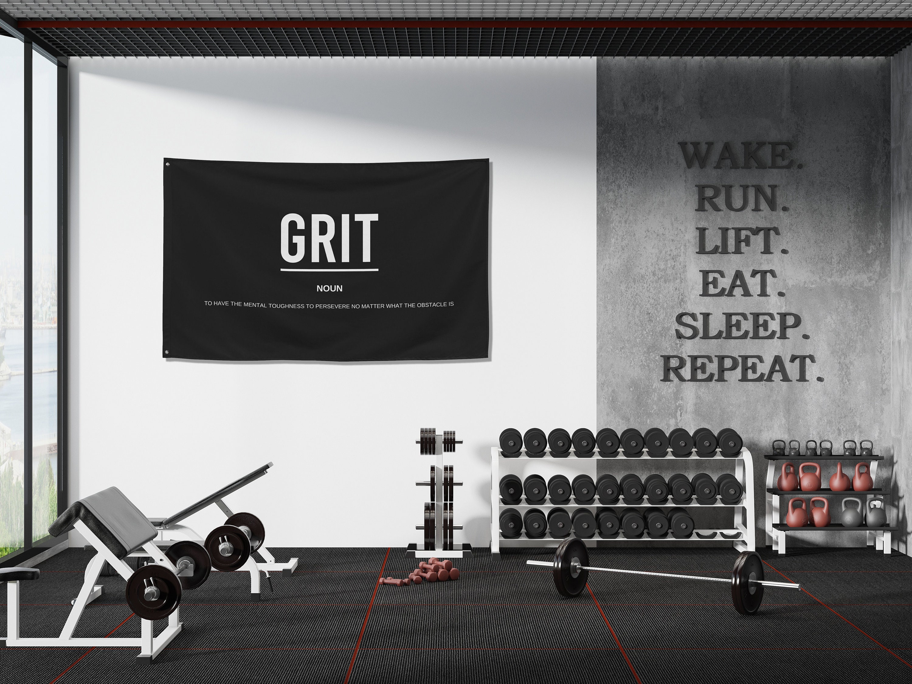 Grit Definition Gym Wall Art Banner Flag, Gym Sign, Gym Banner, Gym ...