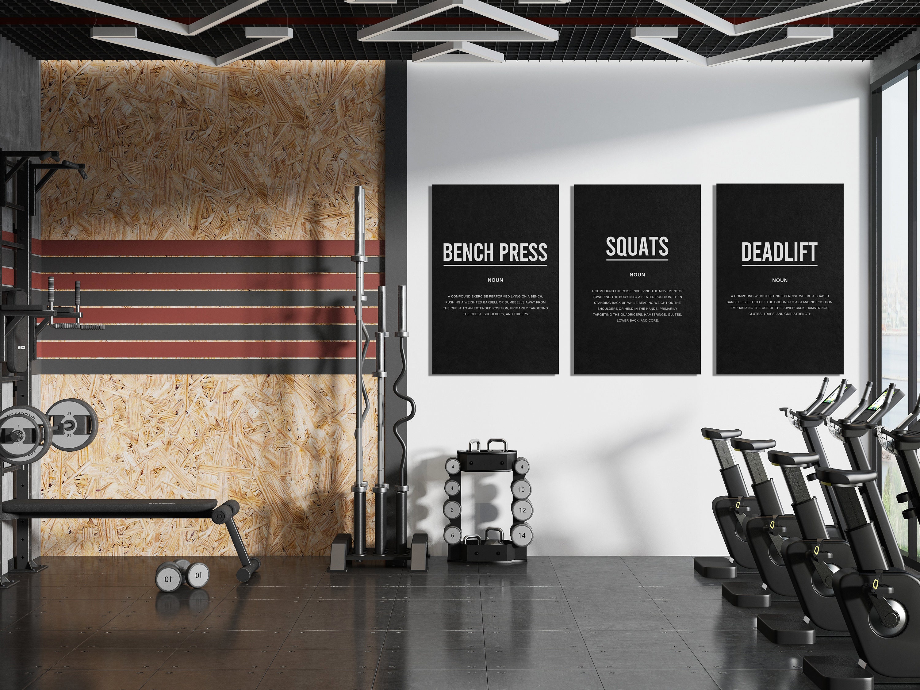 Motivational Gym Definition Canvas Art 3 Piece Wall Art Canvas, Gym ...