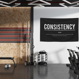 Consistency Gym Motivation Definition Banner Flag, Gym Wall Art, Gym ...