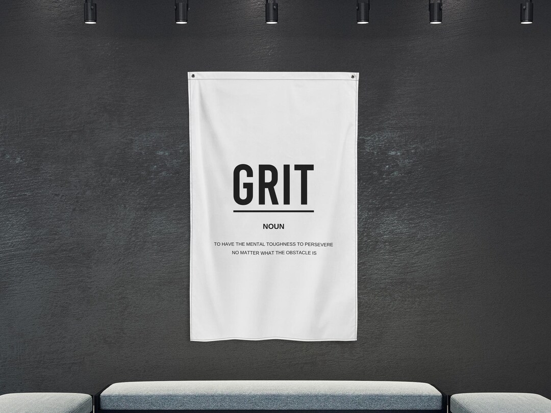 Grit Definition Flag Banner, Gym Wall Decor, Motivational Wall Art ...