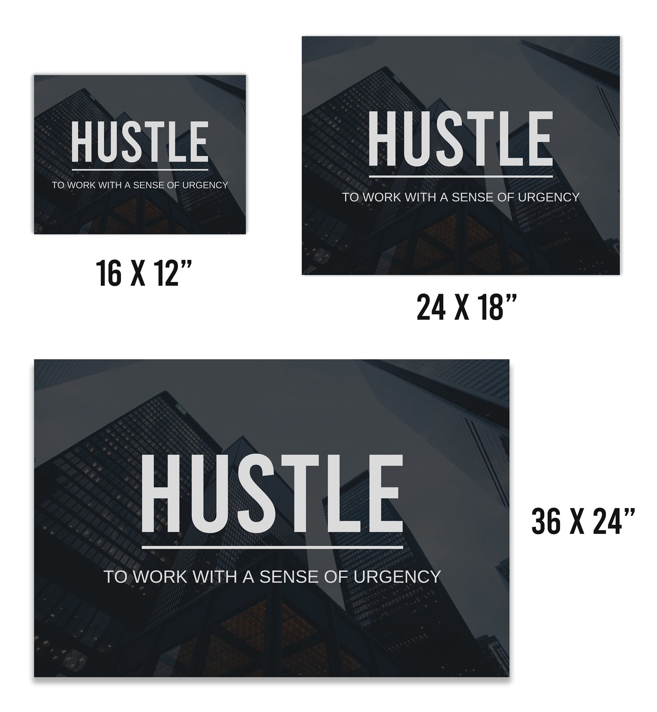 Hustle Sign Motivational Wall Art Canvas Hustle Poster Office Decor ...