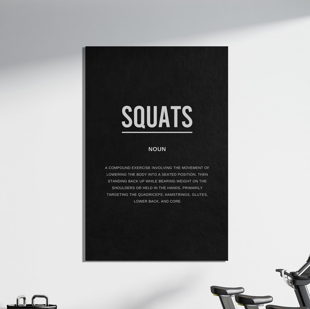 Squats Gym Definition Wall Decor, Weightlifting Home Gym Sign ...