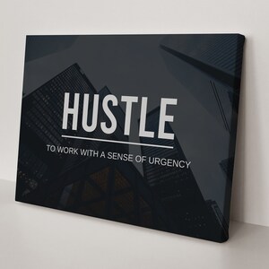 Hustle Sign Motivational Wall Art Canvas Hustle Poster Office Decor ...