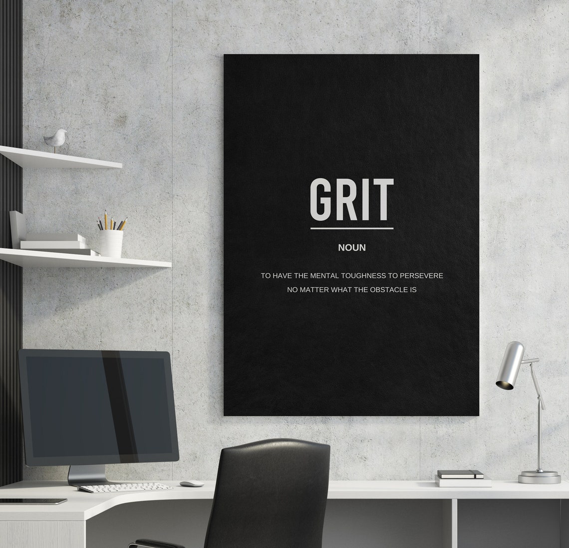 Inspirational / Motivational Grit Wall Art Canvas Print Noun Artwork ...