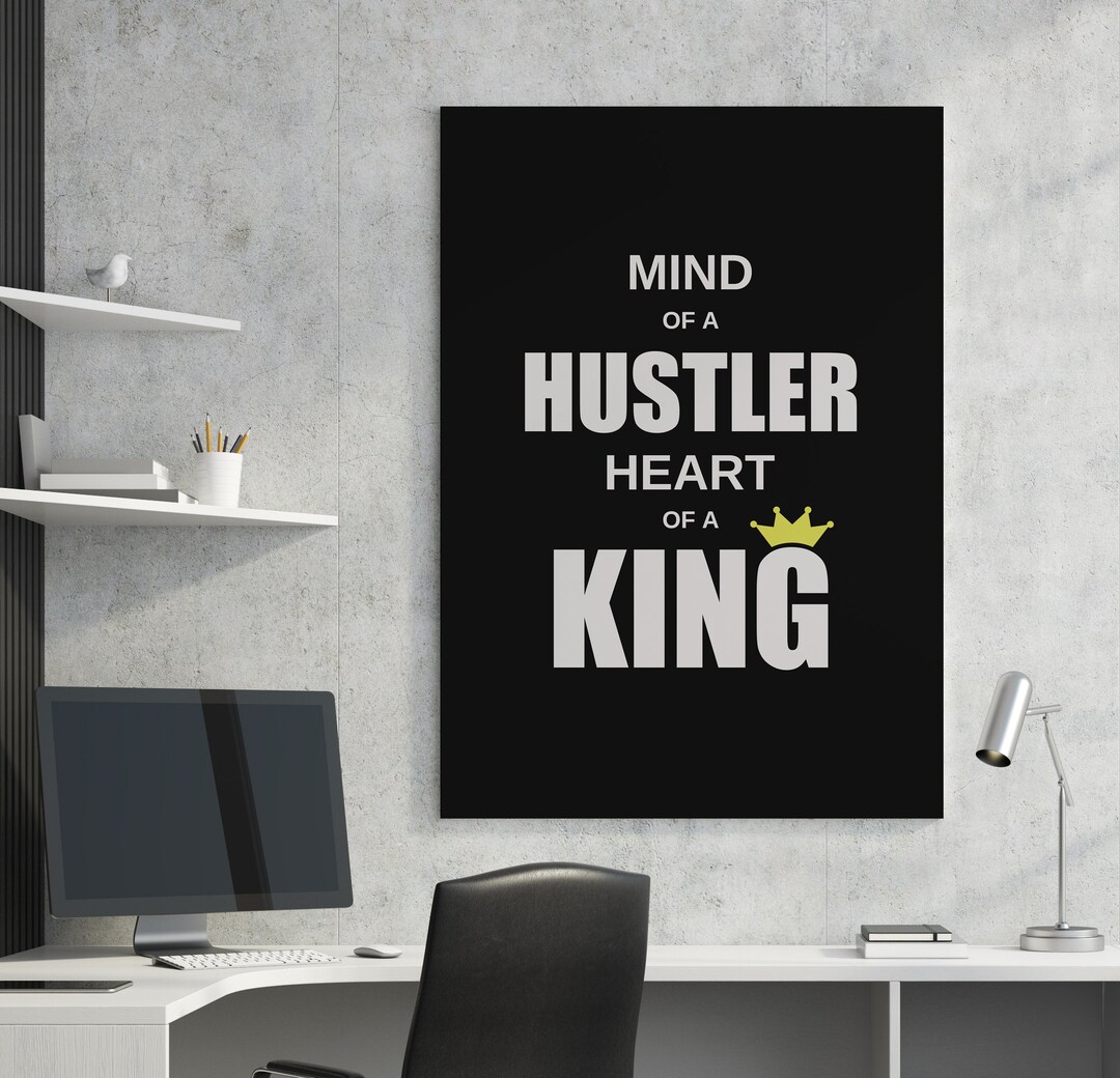 Mind of A Hustler Motivation Wall Art Canvas Print Hustle Sign Mindset ...