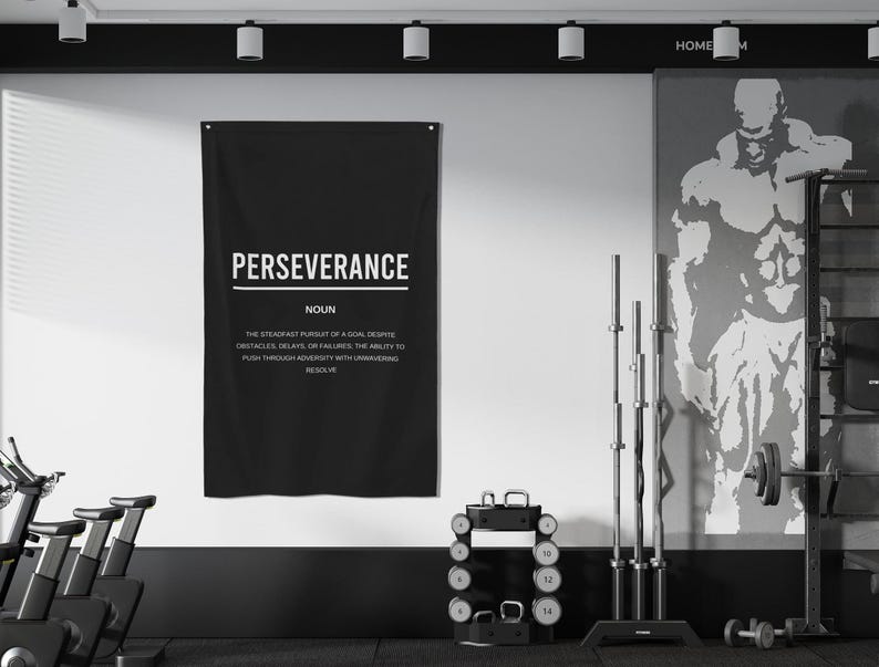 Perseverance Definition Flag – Motivational Gym Banner, Office Wall Art ...