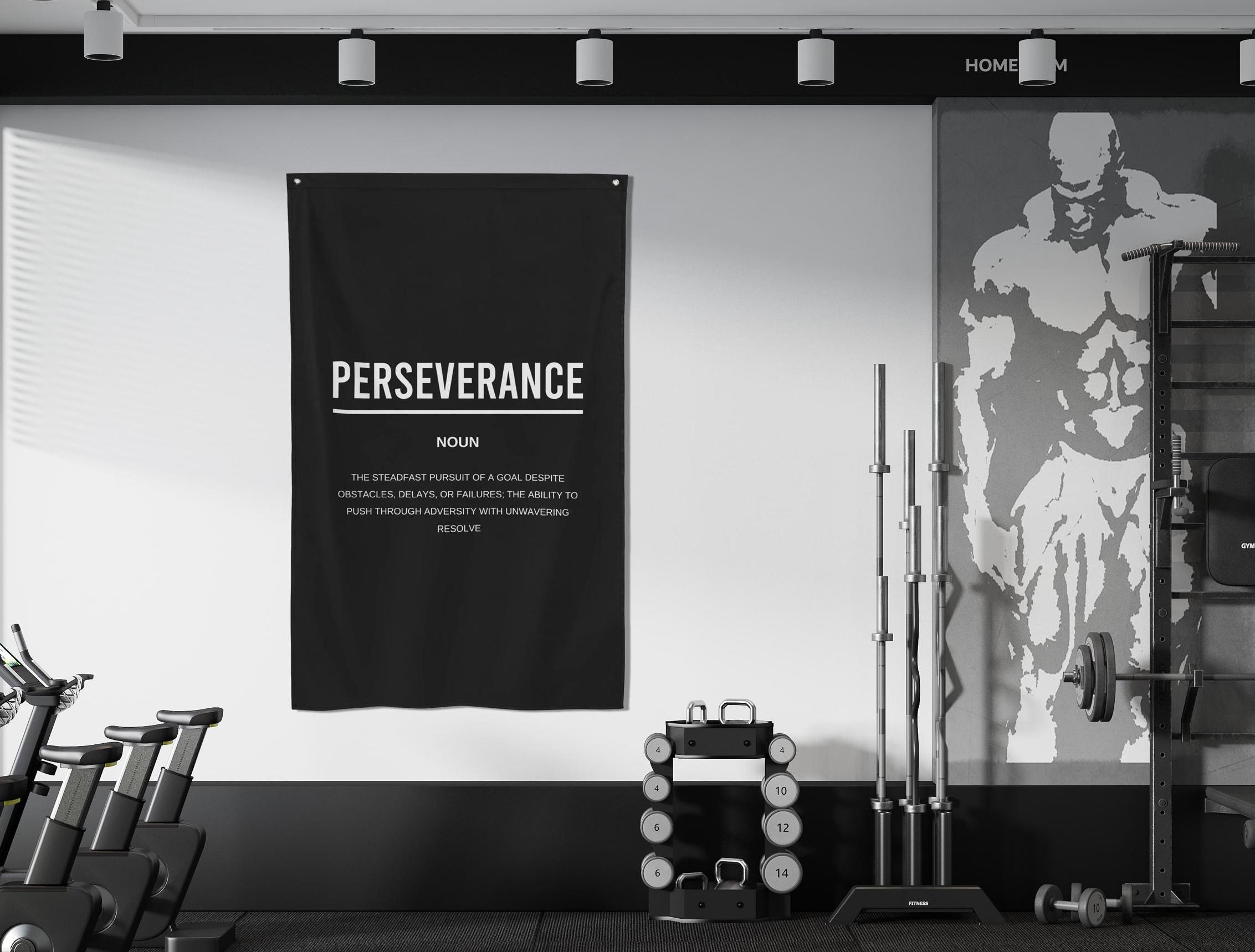 Perseverance Definition Flag – Motivational Gym Banner, Office Wall Art ...