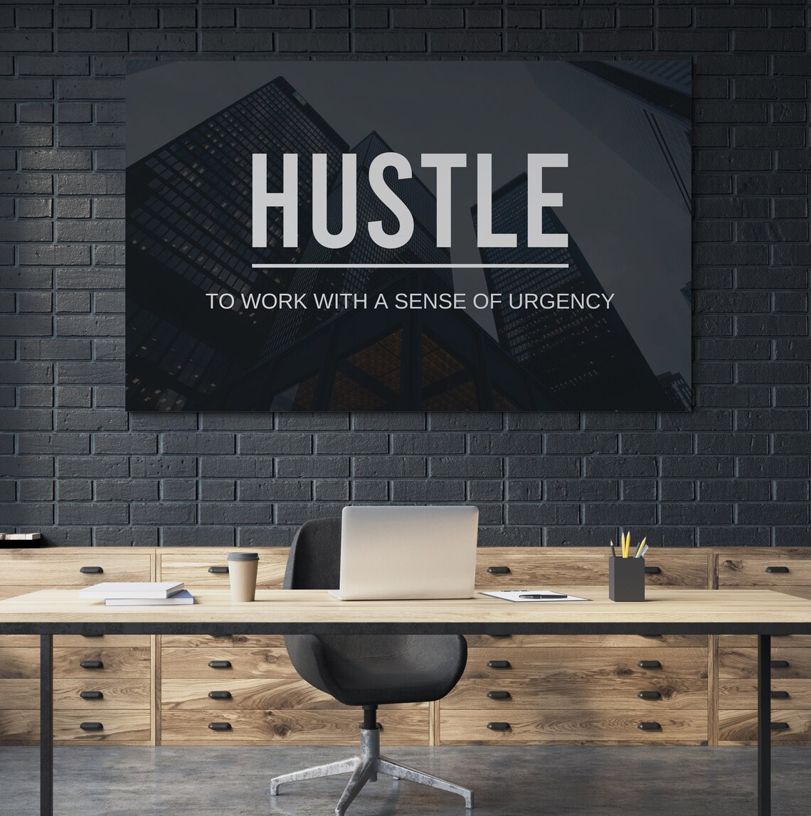 Hustle Sign Motivational Wall Art Canvas for Office Decor Home | Etsy