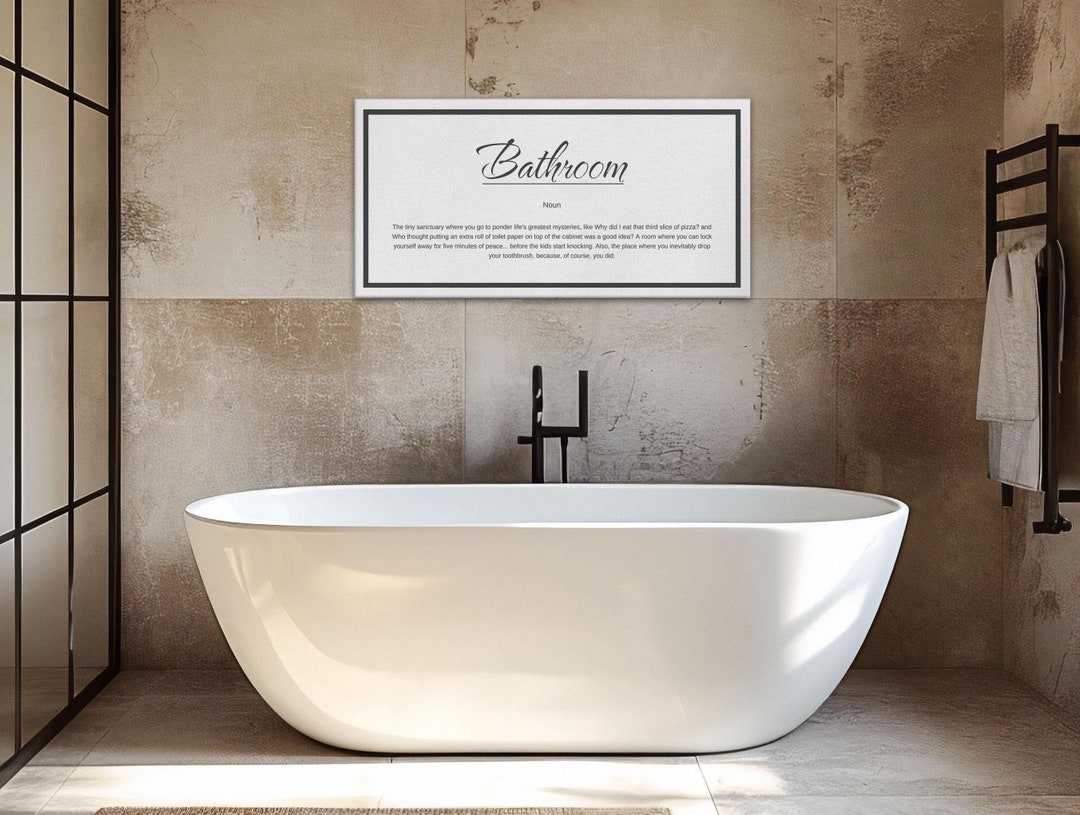 Bathroom Sign, Bathroom Definition Print, Bath Sign, Bathroom Wall ...
