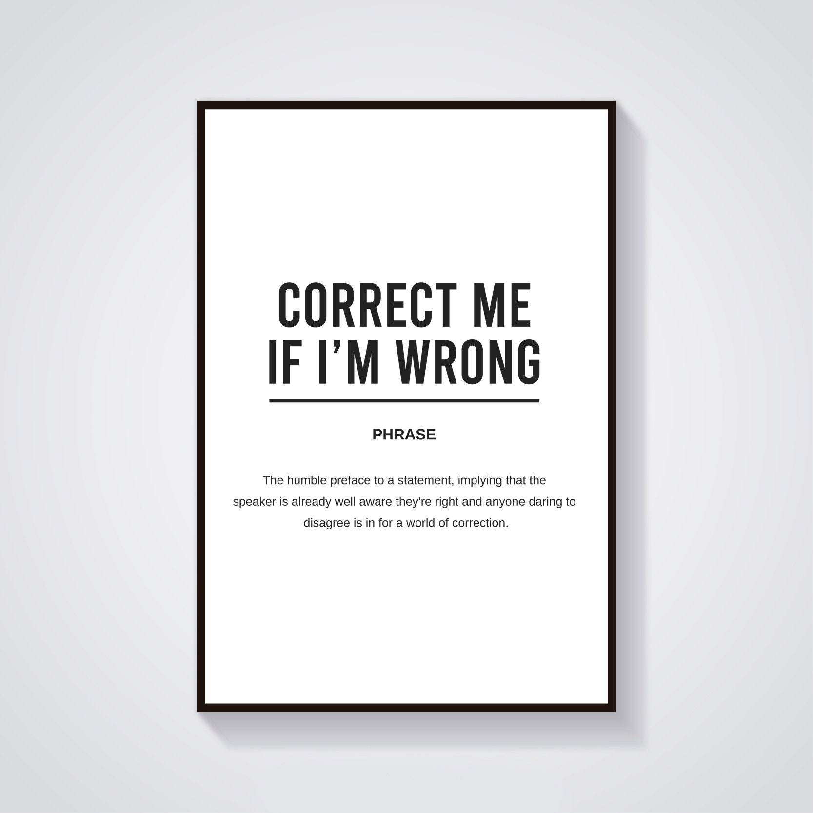 Funny Office Wall Art Correct Me If I'm Wrong Definition Print Cubicle ...