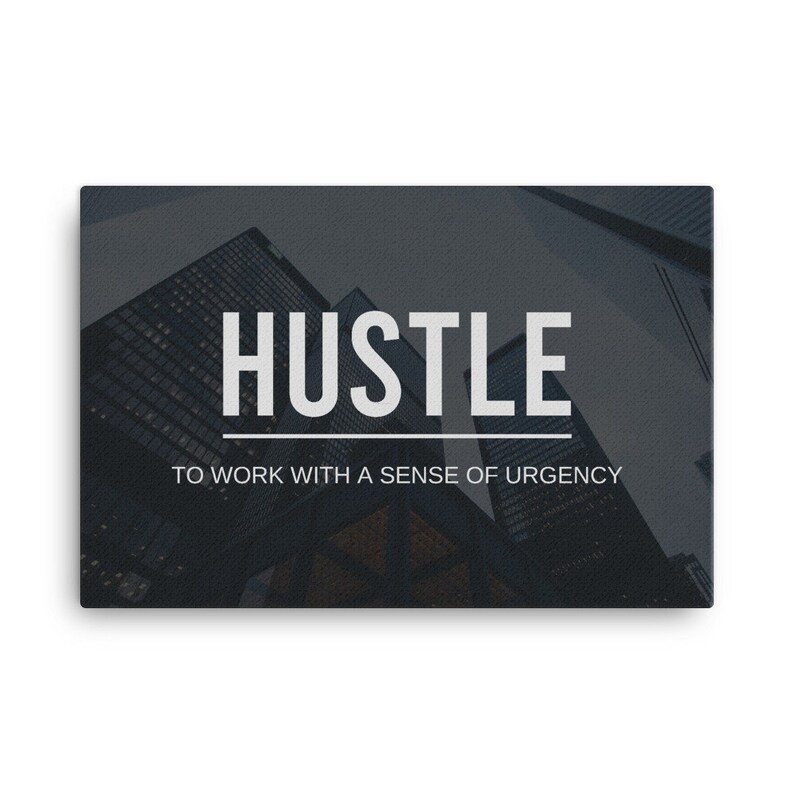 Hustle Sign Motivational Wall Art Canvas Hustle Poster Office Decor ...