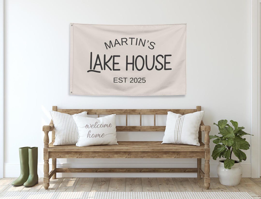 Personalized Lake House Sign Banner, Custom Lake House Flag, Lake House ...