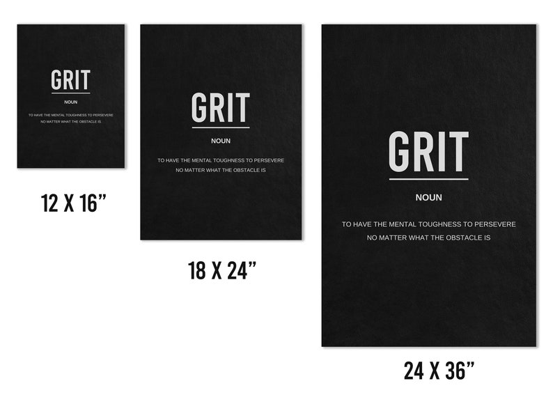 Inspirational / Motivational Grit Wall Art Canvas Print Noun Artwork ...
