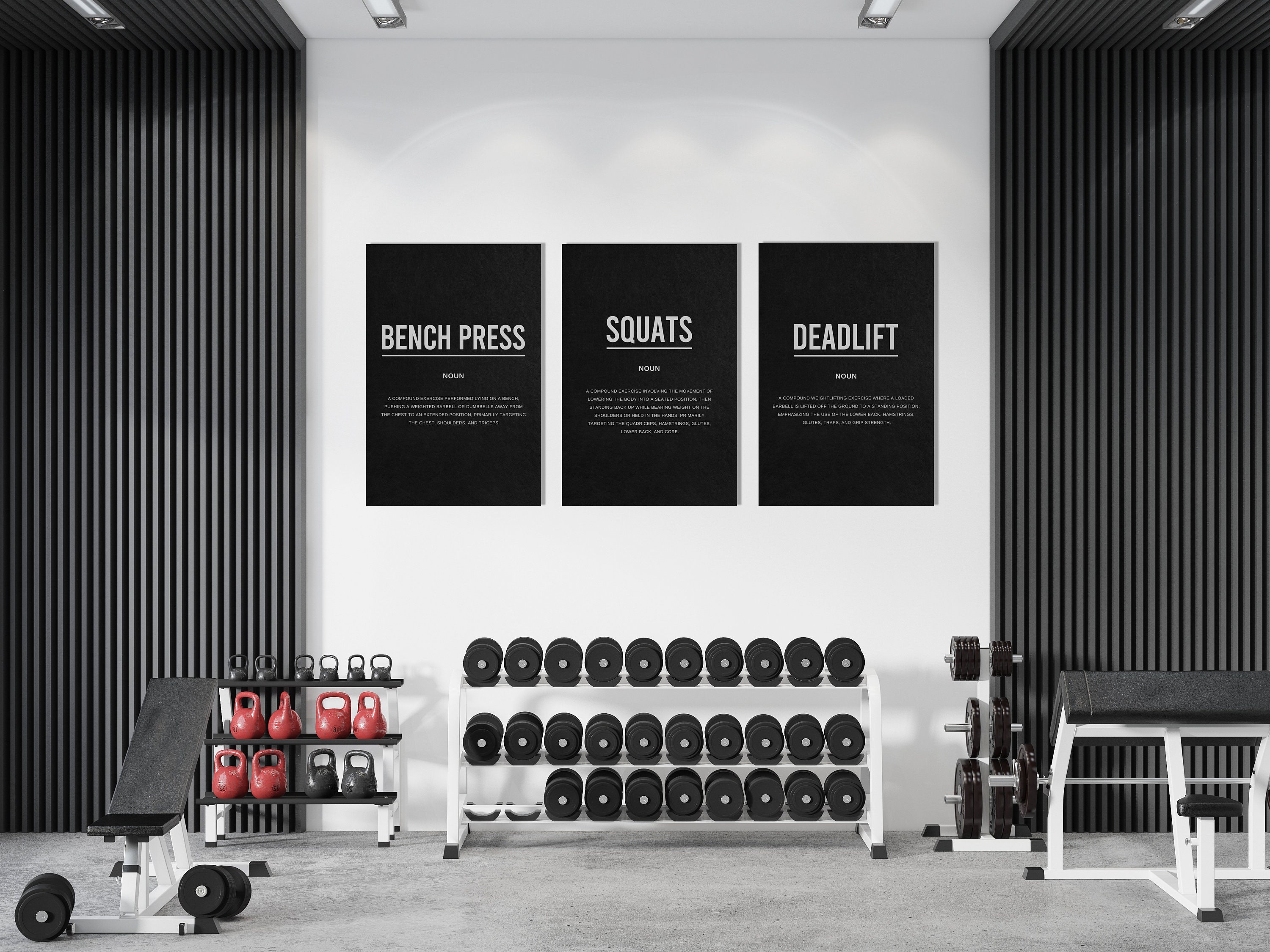 Motivational Gym Definition Canvas Art - 3 Piece Wall Art Canvas, Gym ...
