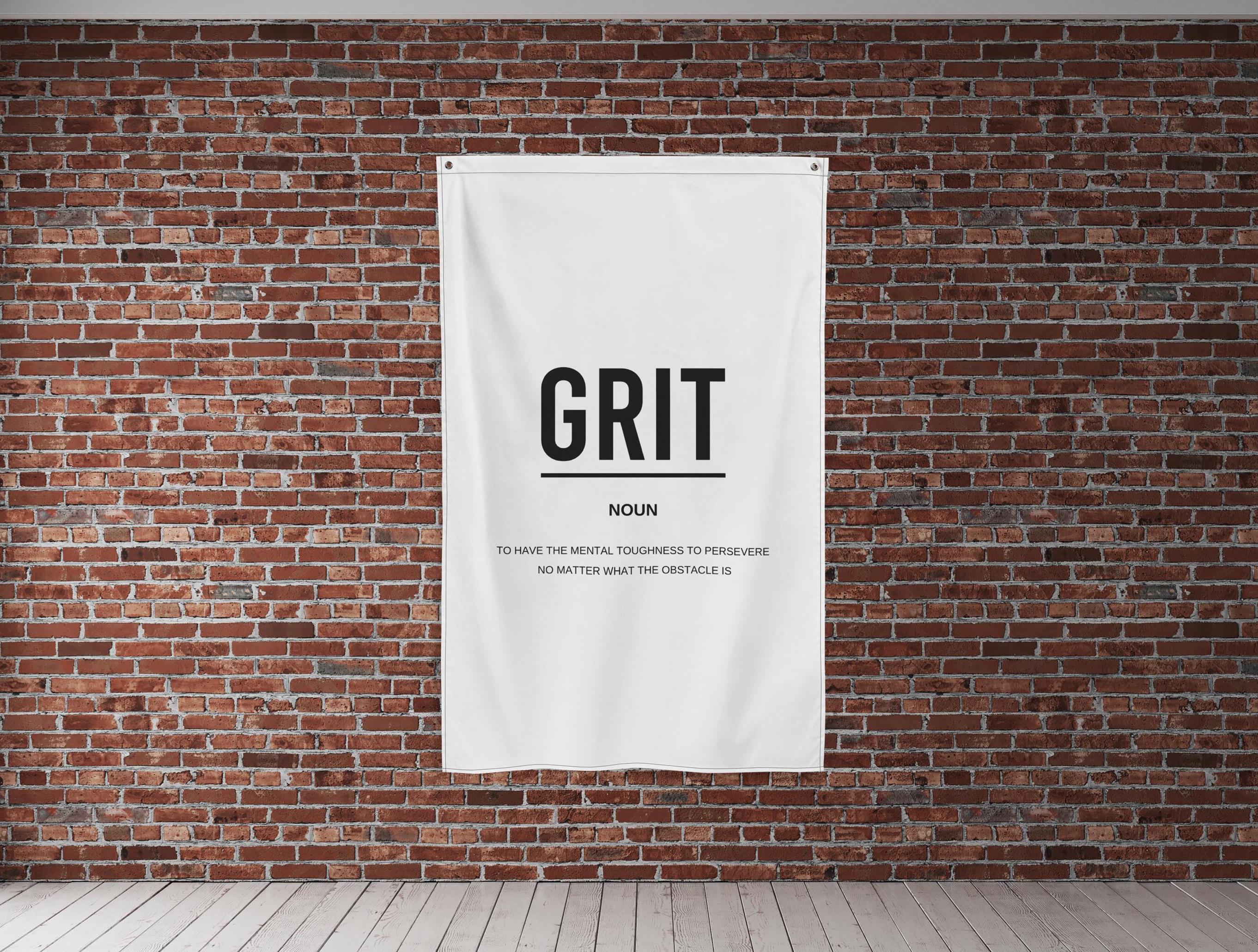 Grit Definition Flag Banner, Gym Wall Decor, Motivational Wall Art ...