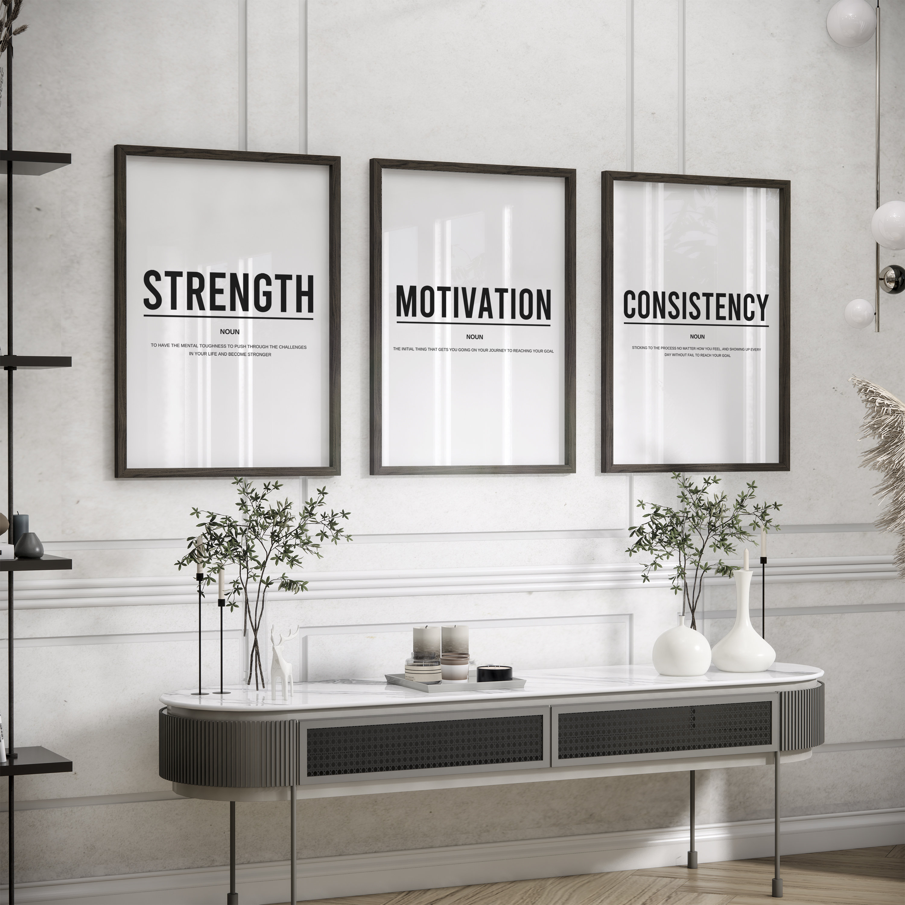 Motivational Definition Posters 3 Piece Wall Art Set for Home Gym Wall ...
