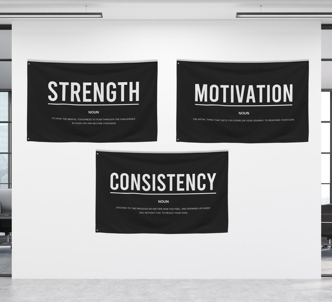 Motivational 3 Piece Wall Art Fabric Banners for Home Gym, Gym Wall Art ...