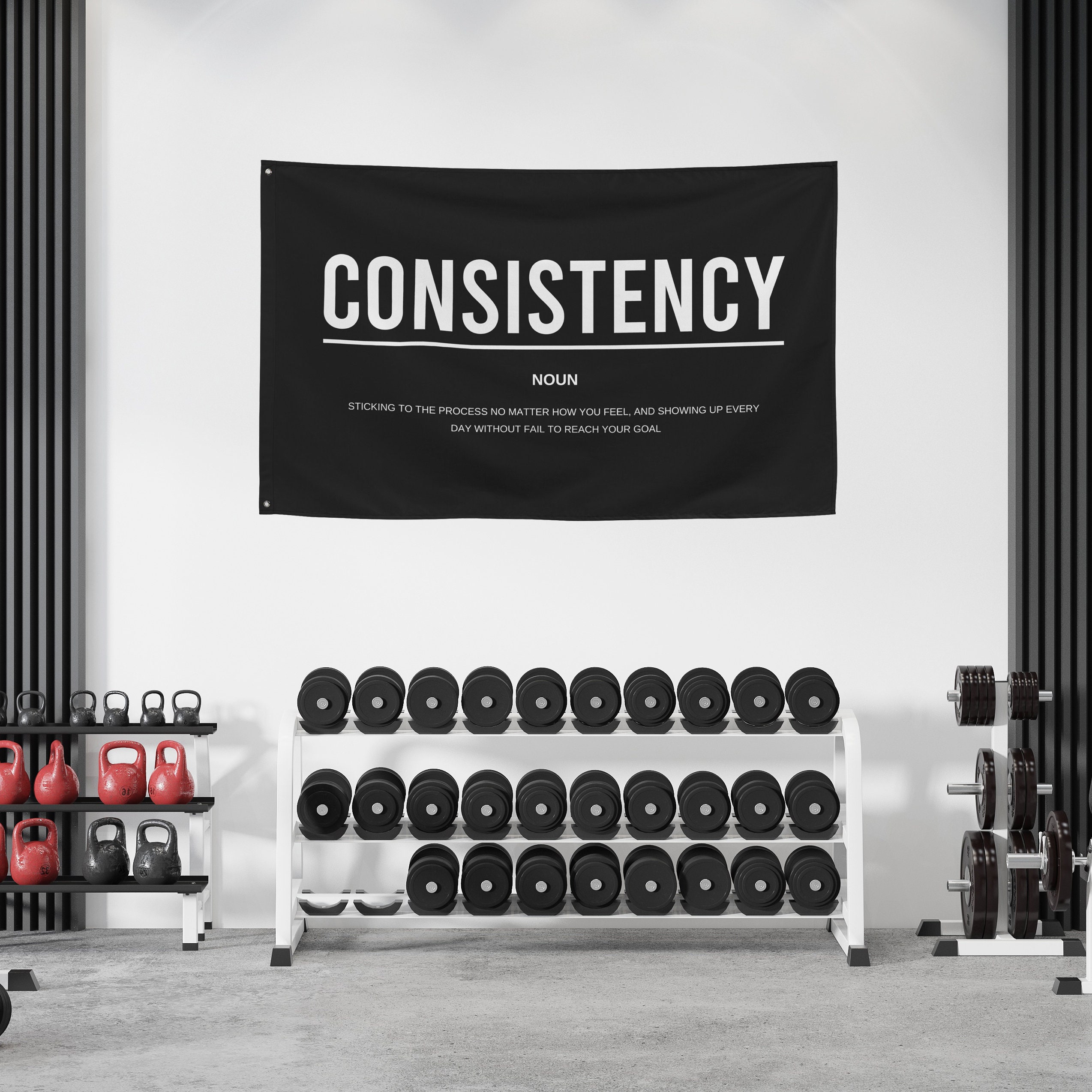 Consistency Gym Motivation Definition Banner Flag, Gym Wall Art, Gym ...