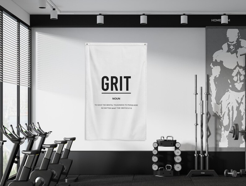 Grit Definition Flag Banner, Gym Wall Decor, Motivational Wall Art ...