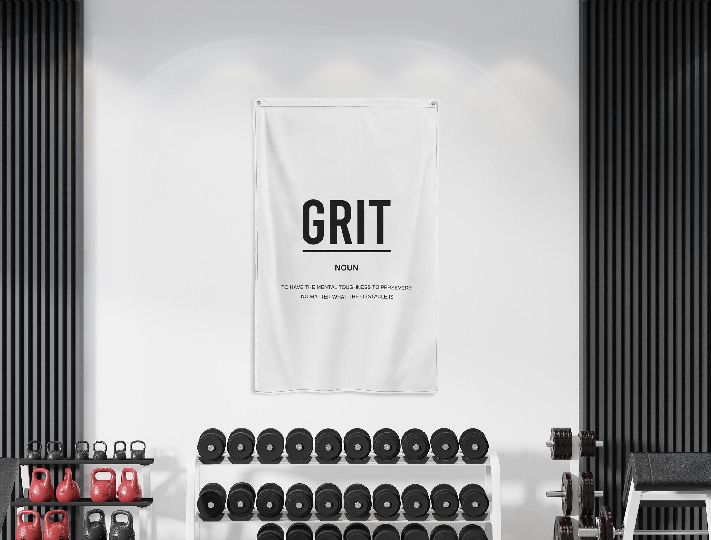 Grit Definition Flag Banner, Gym Wall Decor, Motivational Wall Art ...