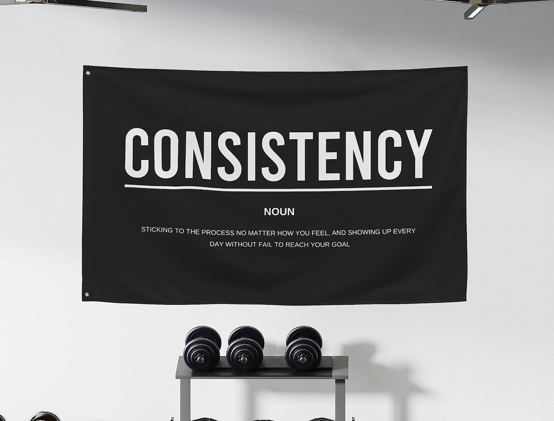 Consistency Gym Motivation Definition Banner Flag, Gym Wall Art, Gym ...