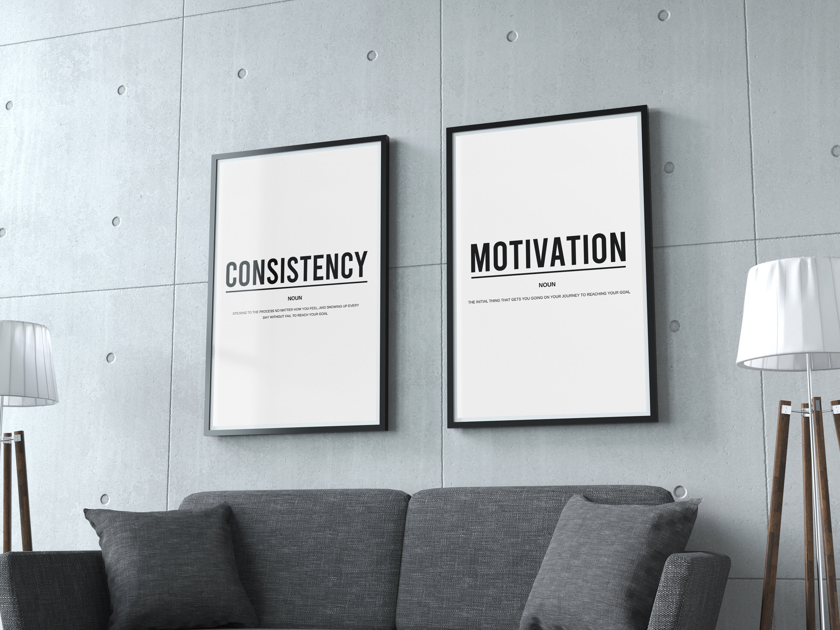 Motivational Definition Posters 3 Piece Wall Art Set for Home Gym Wall ...
