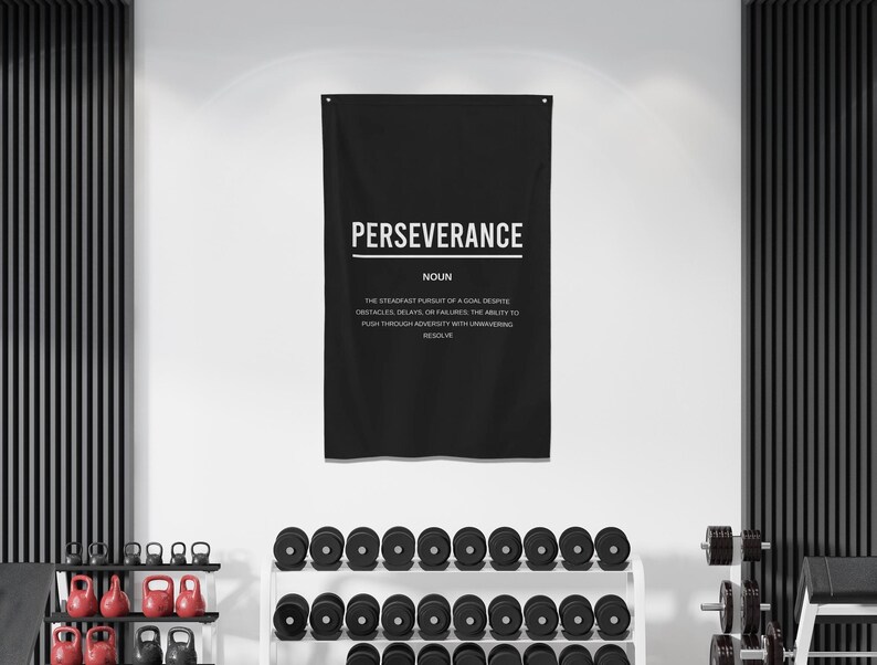 Perseverance Definition Flag – Motivational Gym Banner, Office Wall Art ...