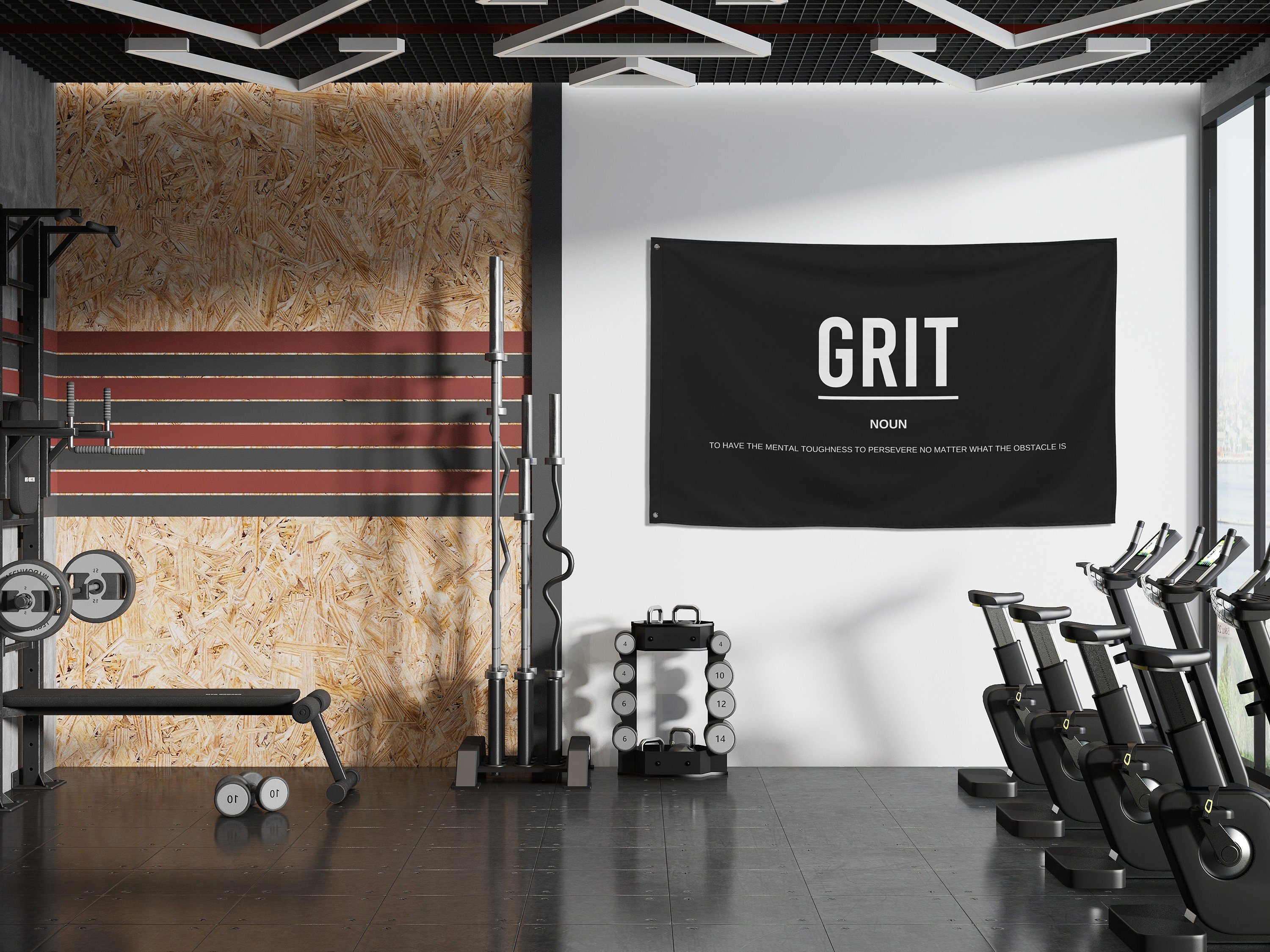 Grit Definition Gym Wall Art Banner Flag, Gym Sign, Gym Banner, Gym ...