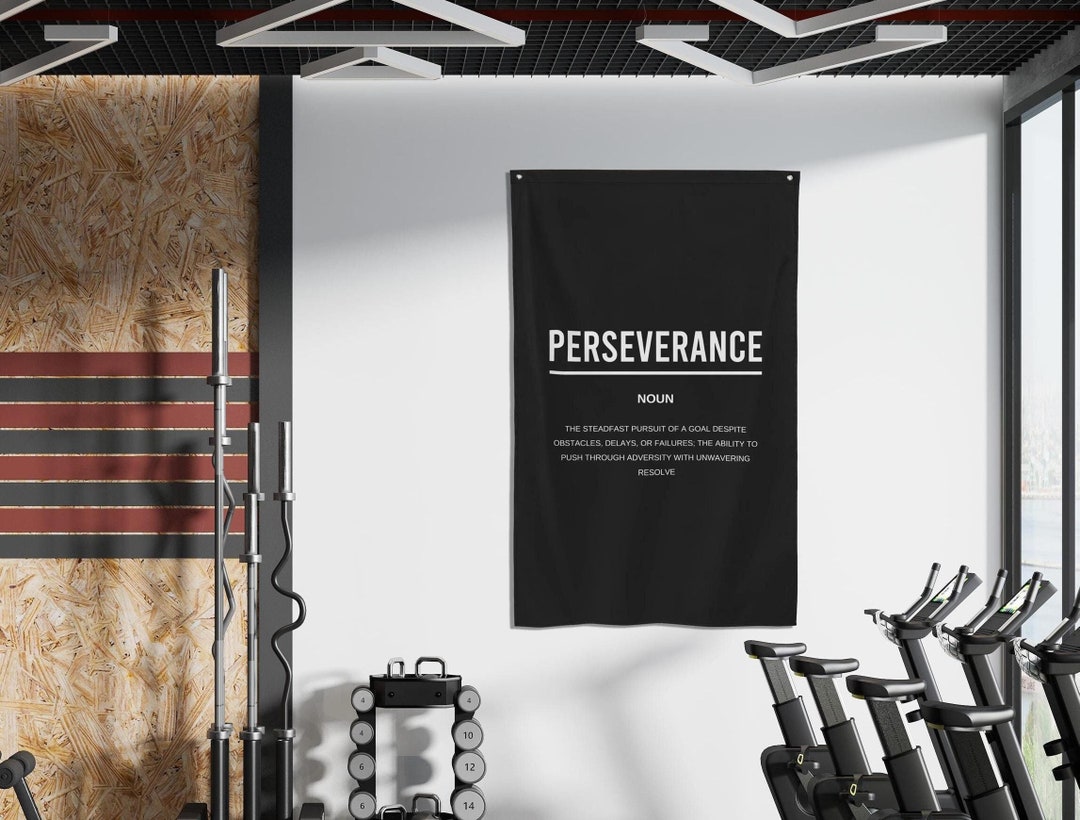 Perseverance Definition Flag – Motivational Gym Banner, Office Wall Art ...