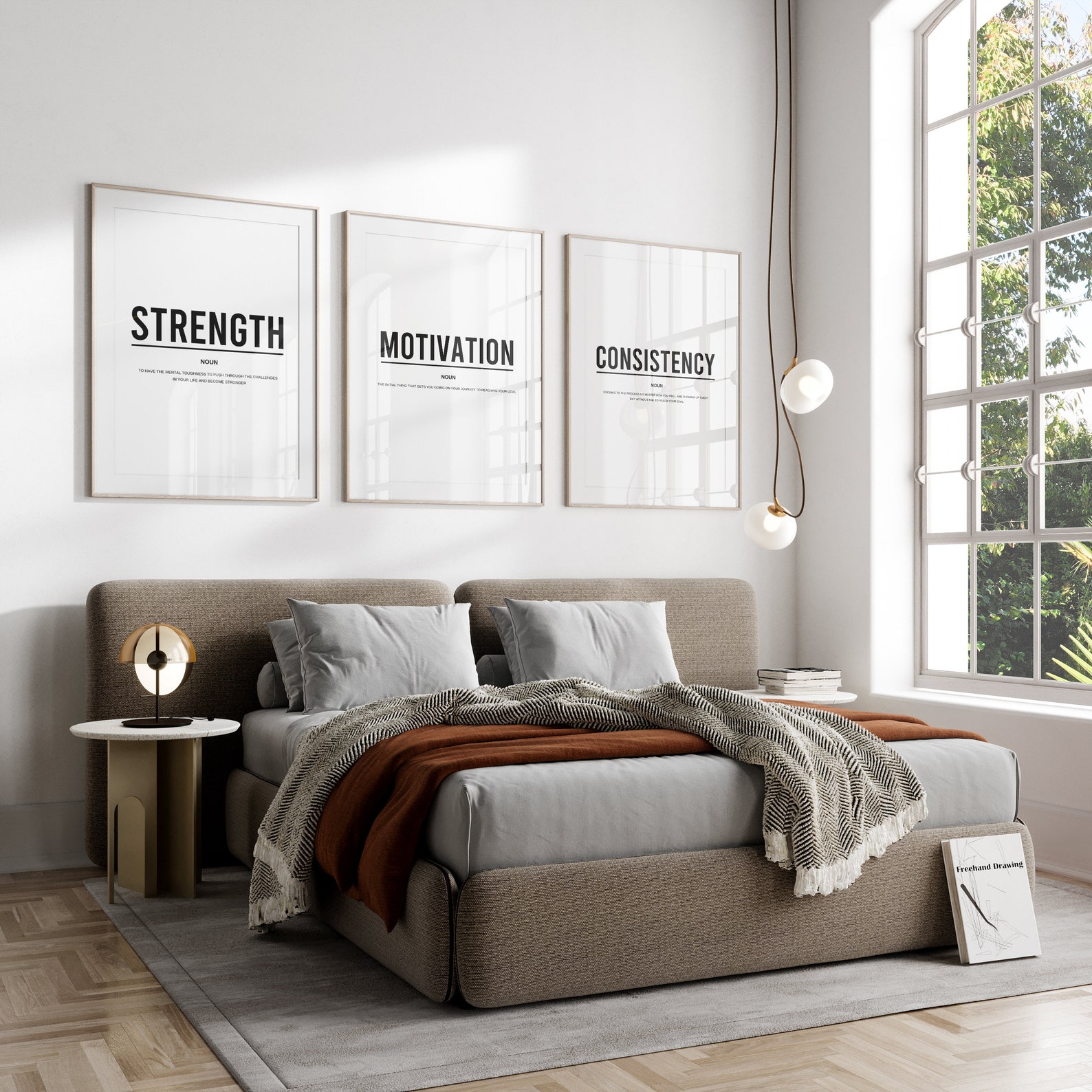 Motivational Definition Posters 3 Piece Wall Art Set for Home Gym Wall ...