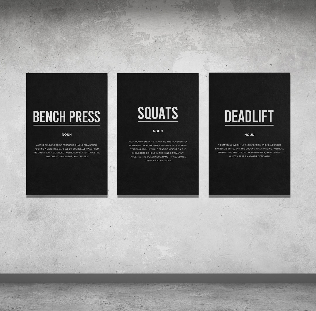 Motivational Gym Definition Canvas Art - 3 Piece Wall Art Canvas, Gym ...
