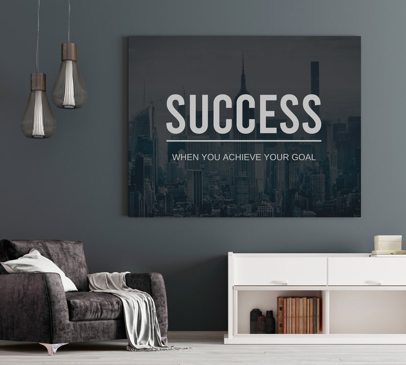Motivational / Inspirational Success Wall Art Print Gift Canvas City ...