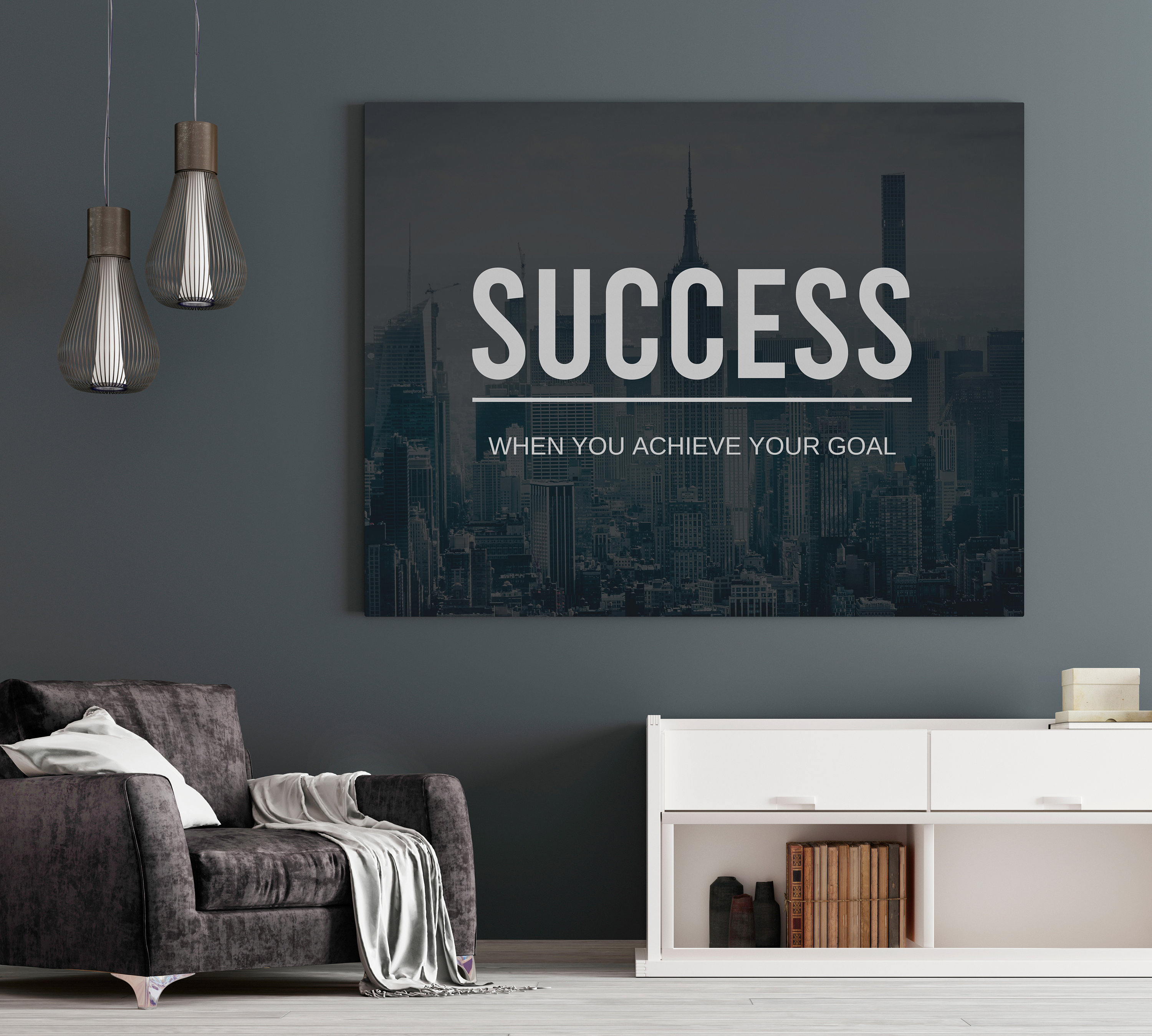 Motivational / Inspirational Success Wall Art Print Gift Canvas City ...