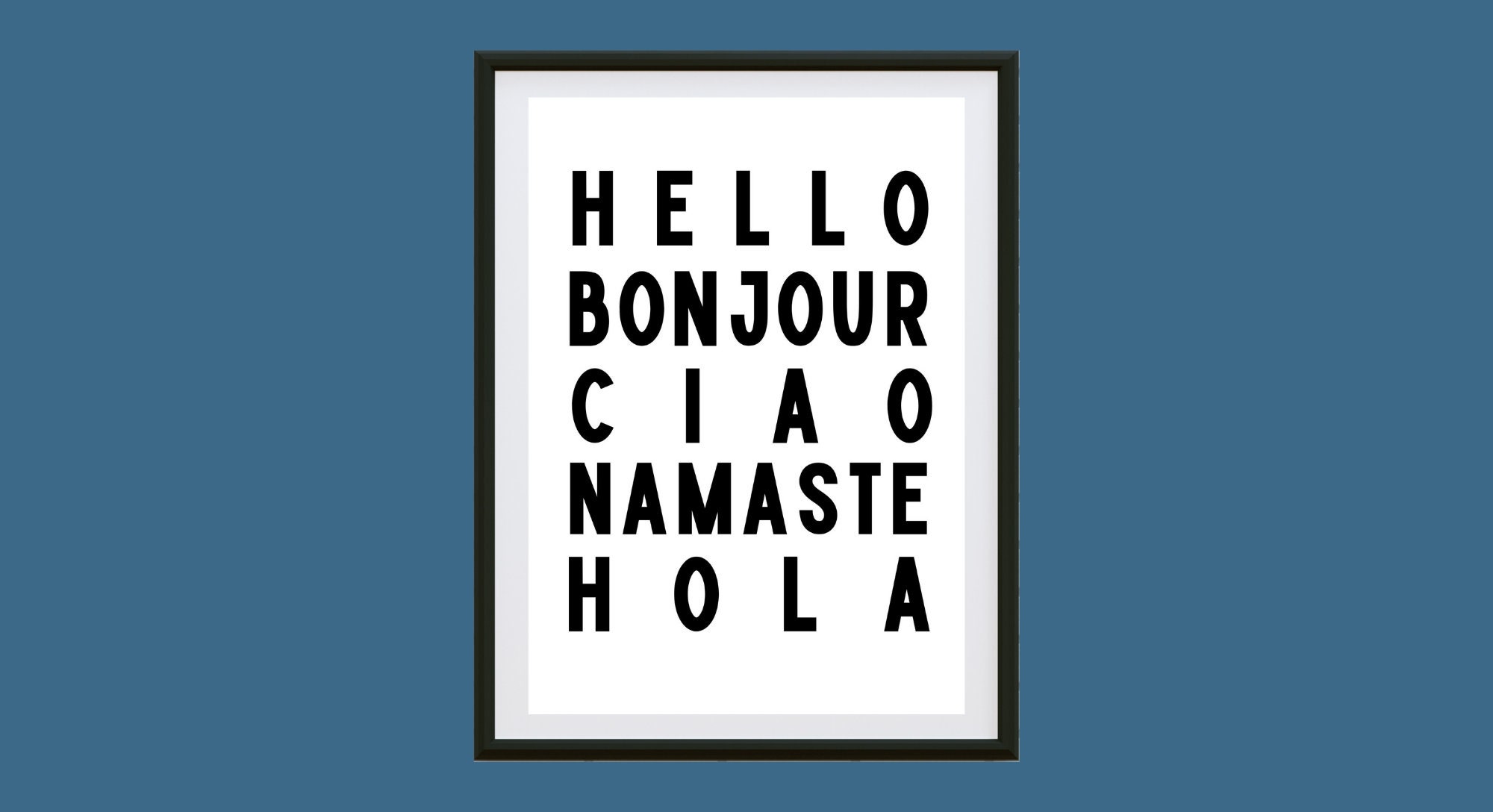 Hallo Schwarz und weiß mehrsprachige Wanddruck | Etsy