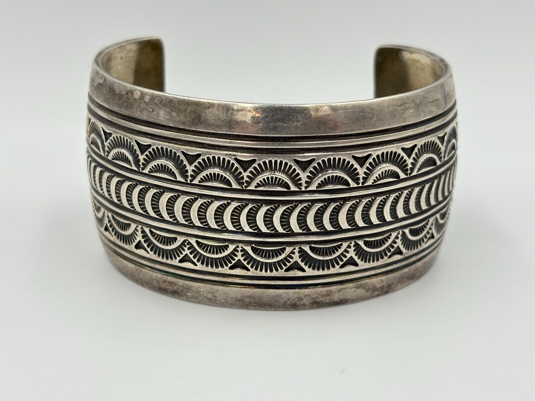 Vintage Leonard Platero Navajo Sterling Silver Wide Native Am. Cuff ...