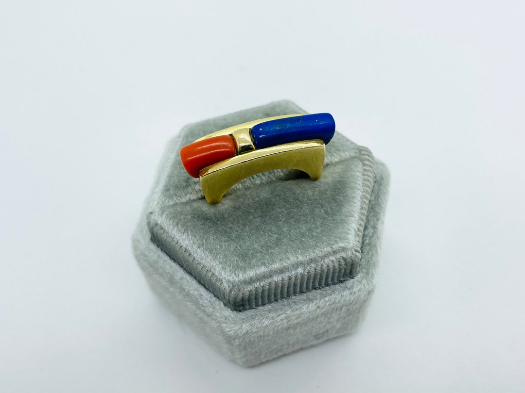 Rare Raoul Sosa 14K Yellow Gold Turquoise Coral Native American Ring - Etsy